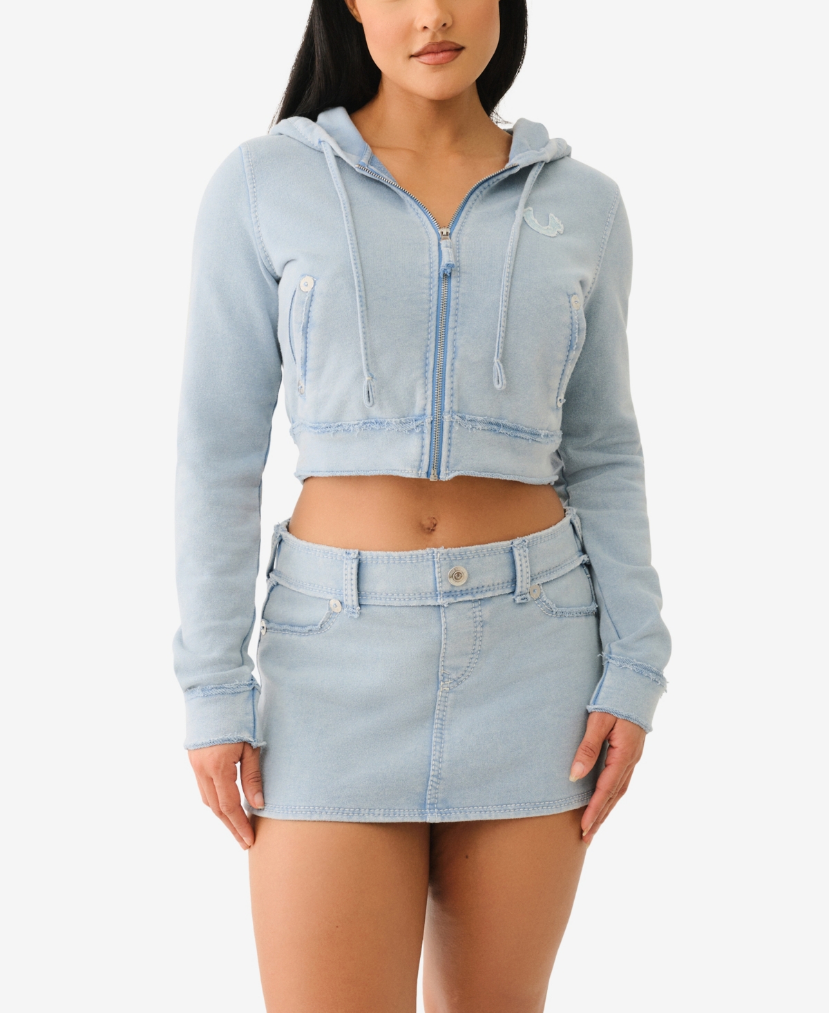 Click here for True Religion Womens Washed Raw Edge Big T Hoodie... prices