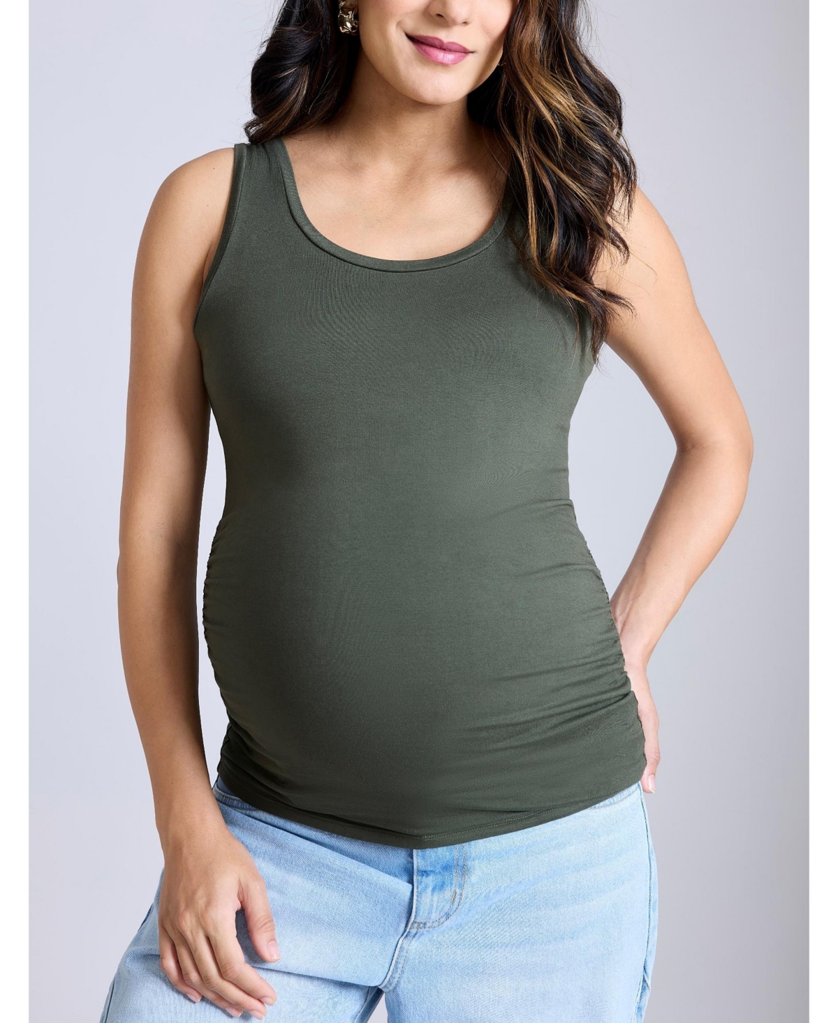 Click here for Motherhood Maternity Womens Scoop Neck Side-Ruched... prices