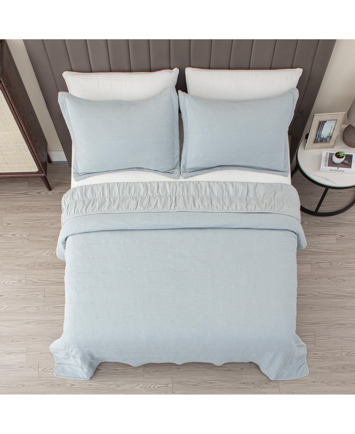 Click here for Linery & Co. Textured Spandex Solid Quilt Set With... prices