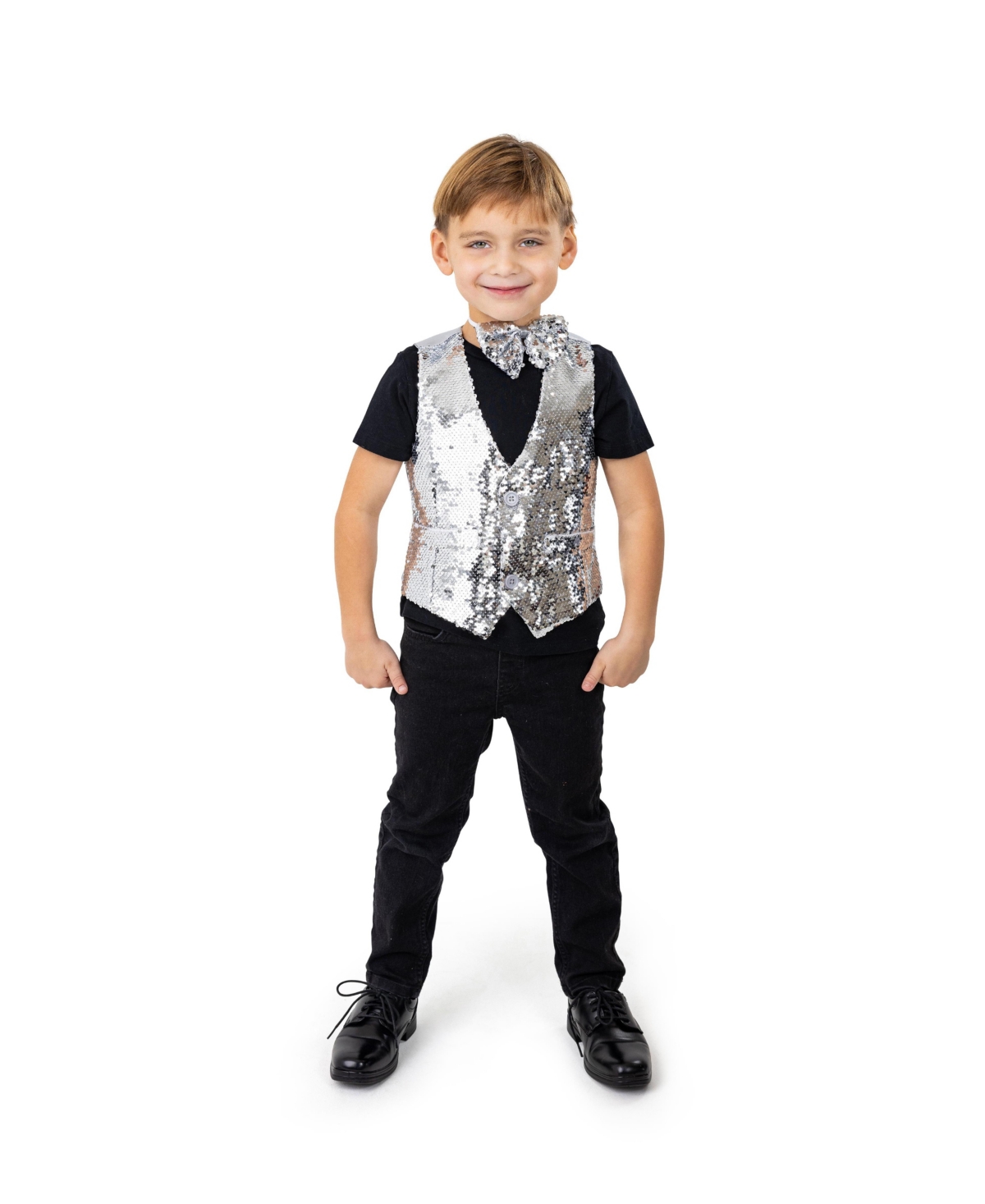 Click here for Dress Up America Sequin Vest with Bowtie - Kids Bo... prices