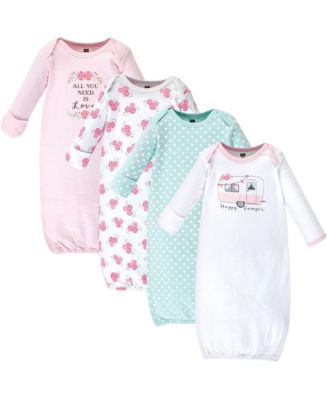 Hudson Baby Baby Girls Hudson Cotton Long-Sleeve Gowns 4pk, Love, 0-6 ...