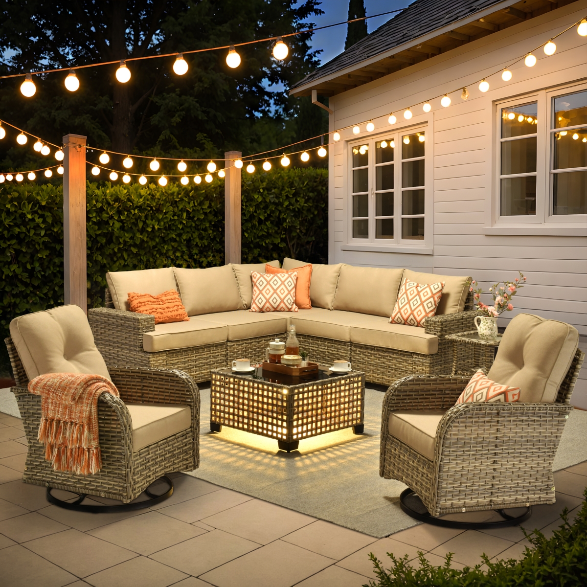Click here for Xizzi 9 Pieces Outdoor Patio Furniture Set Rattan... prices