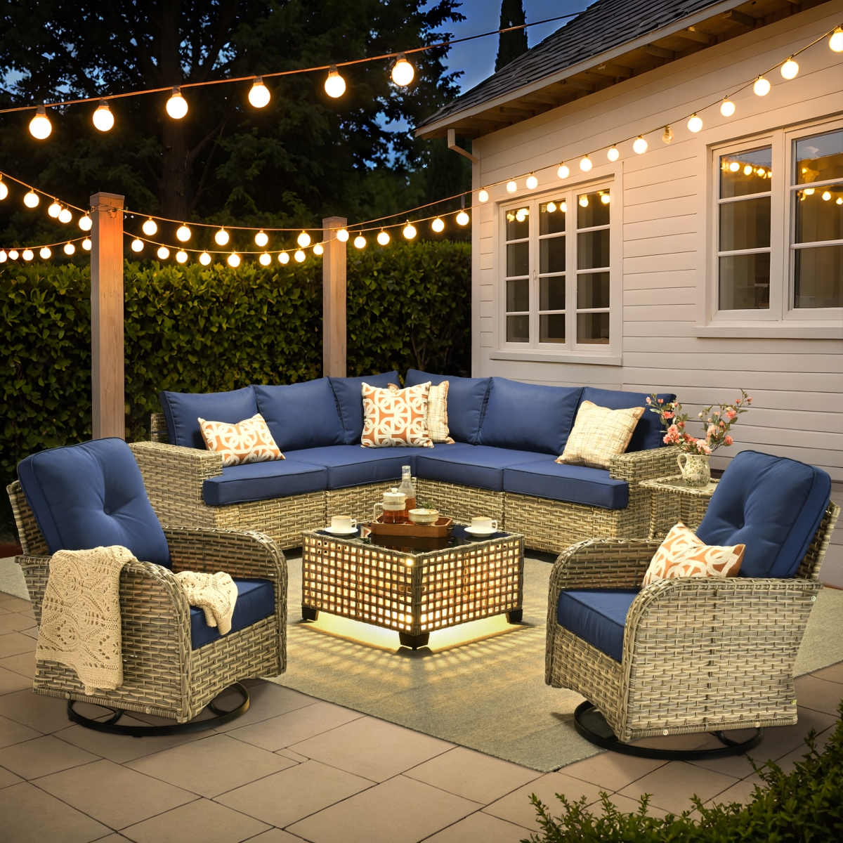 Click here for Xizzi 9 Pieces Outdoor Patio Furniture Set Rattan... prices