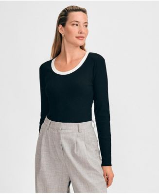 Isaac Mizrahi Women's Scoop Neck Rib Top - Macy's
