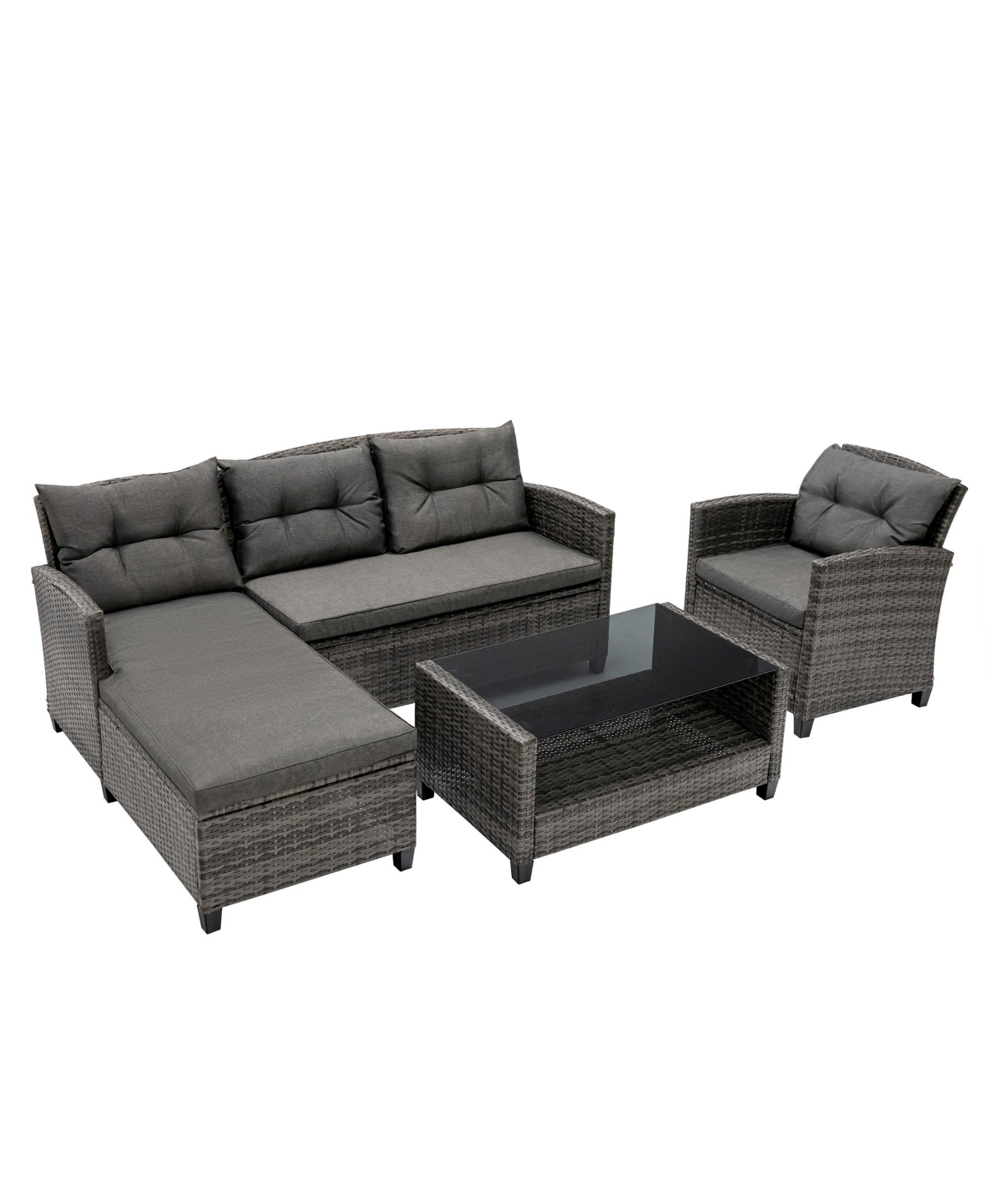 Click here for Gymax 4 Piece Rattan Outdoor Conversation Sectiona... prices