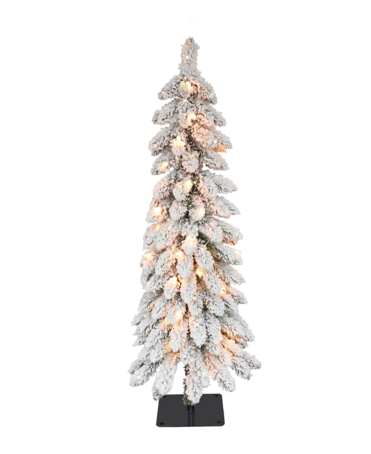 Click here for Puleo 4 Pre-Lit Flocked Alpine Pencil Artificial C... prices