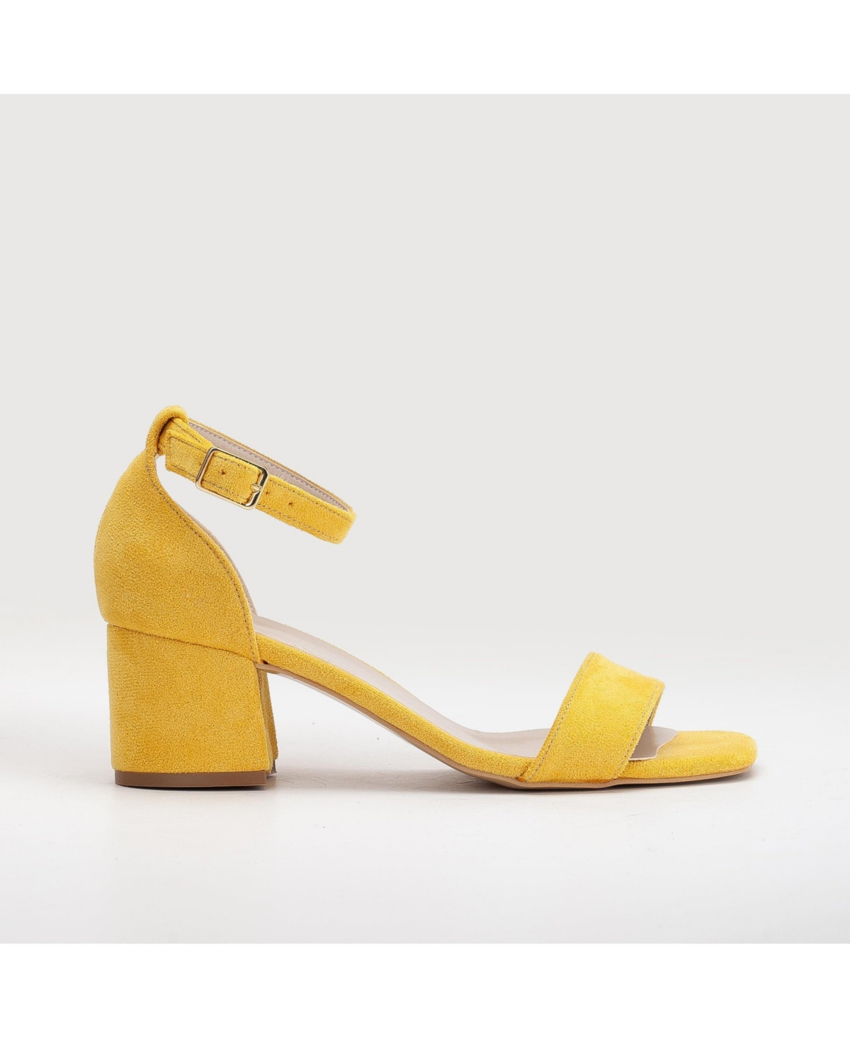 Click here for Iva Low Block Heel Sandals - Yellow faux suede prices