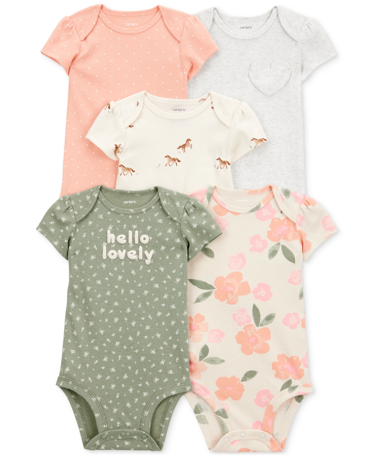 Click here for Carters Baby Girls Floral Horses Short-Sleeve Cott... prices