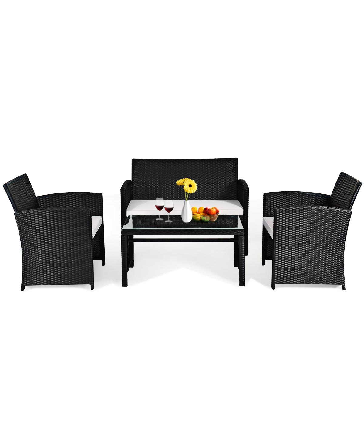 Click here for 4PCS Outdoor Patio Rattan Furniture Conversation S... prices