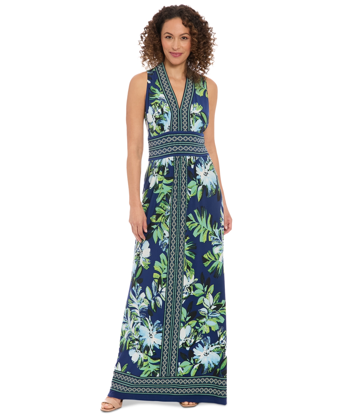 Click here for London Times Petite Floral Border-Trim Maxi Dress... prices
