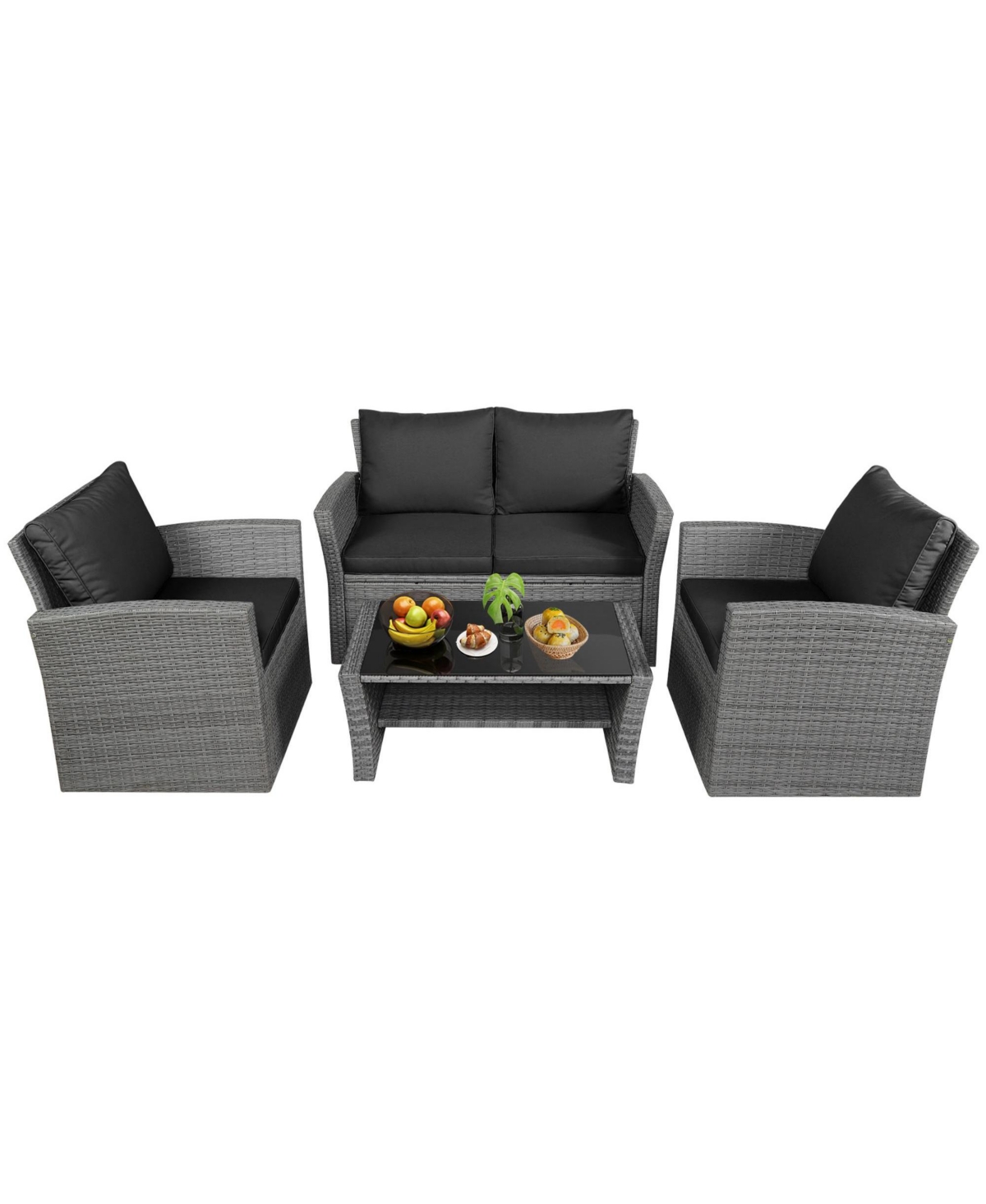 Click here for Gymax 4 Piece Outdoor Furniture Set Patio Rattan C... prices