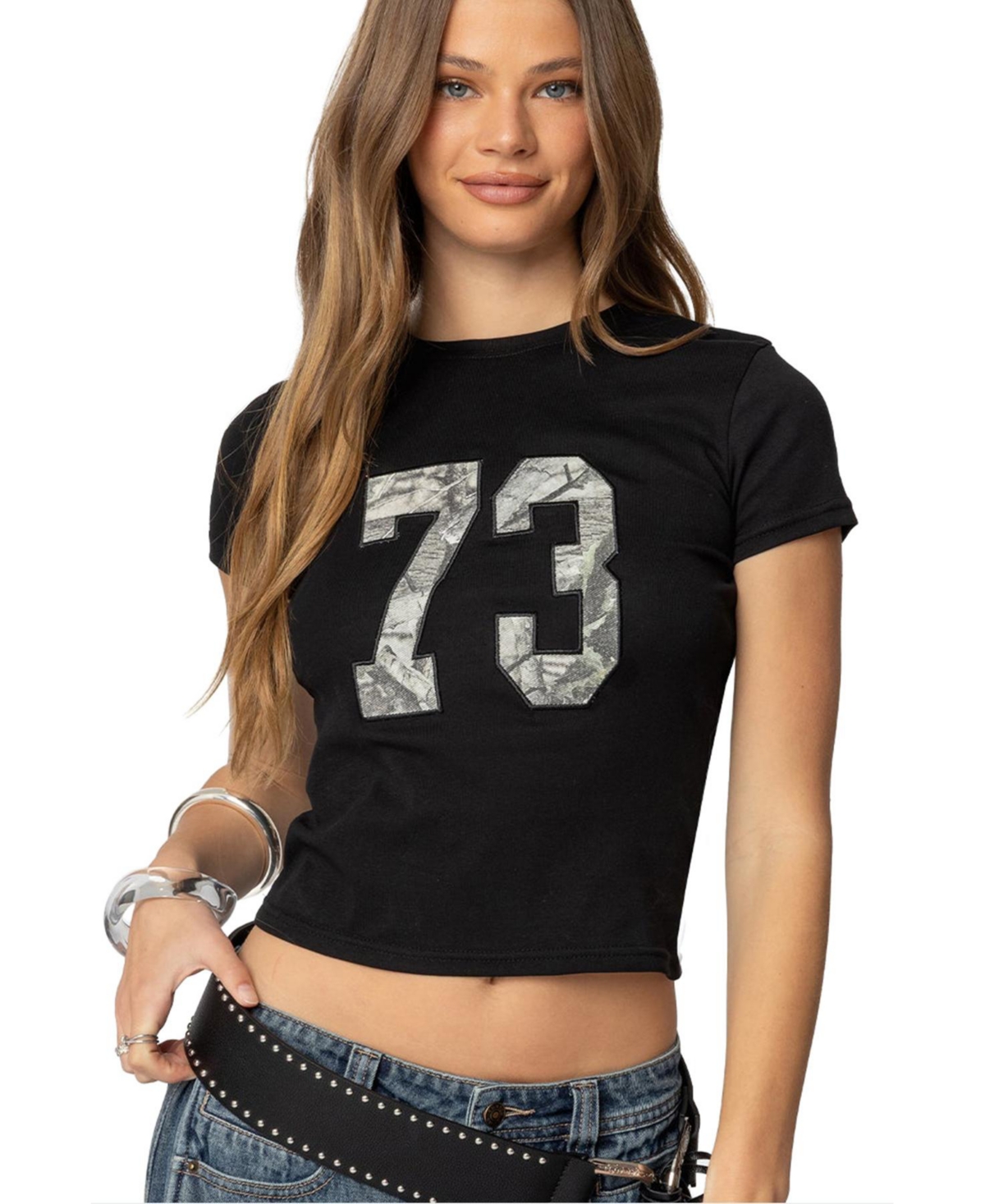 Click here for Edikted Womens Camo 73 T Shirt - Black prices