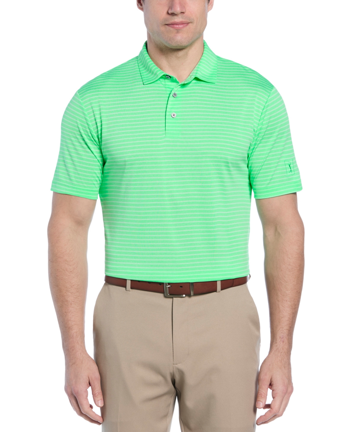 Click here for Pga Tour Mens Heathered Feeder Stripe Golf Polo Sh... prices