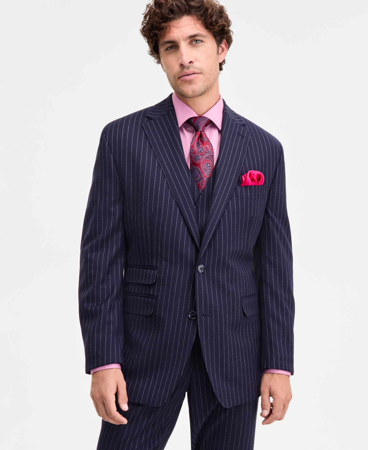 Click here for Tayion Collection Mens Classic-Fit Pinstripe Suit... prices