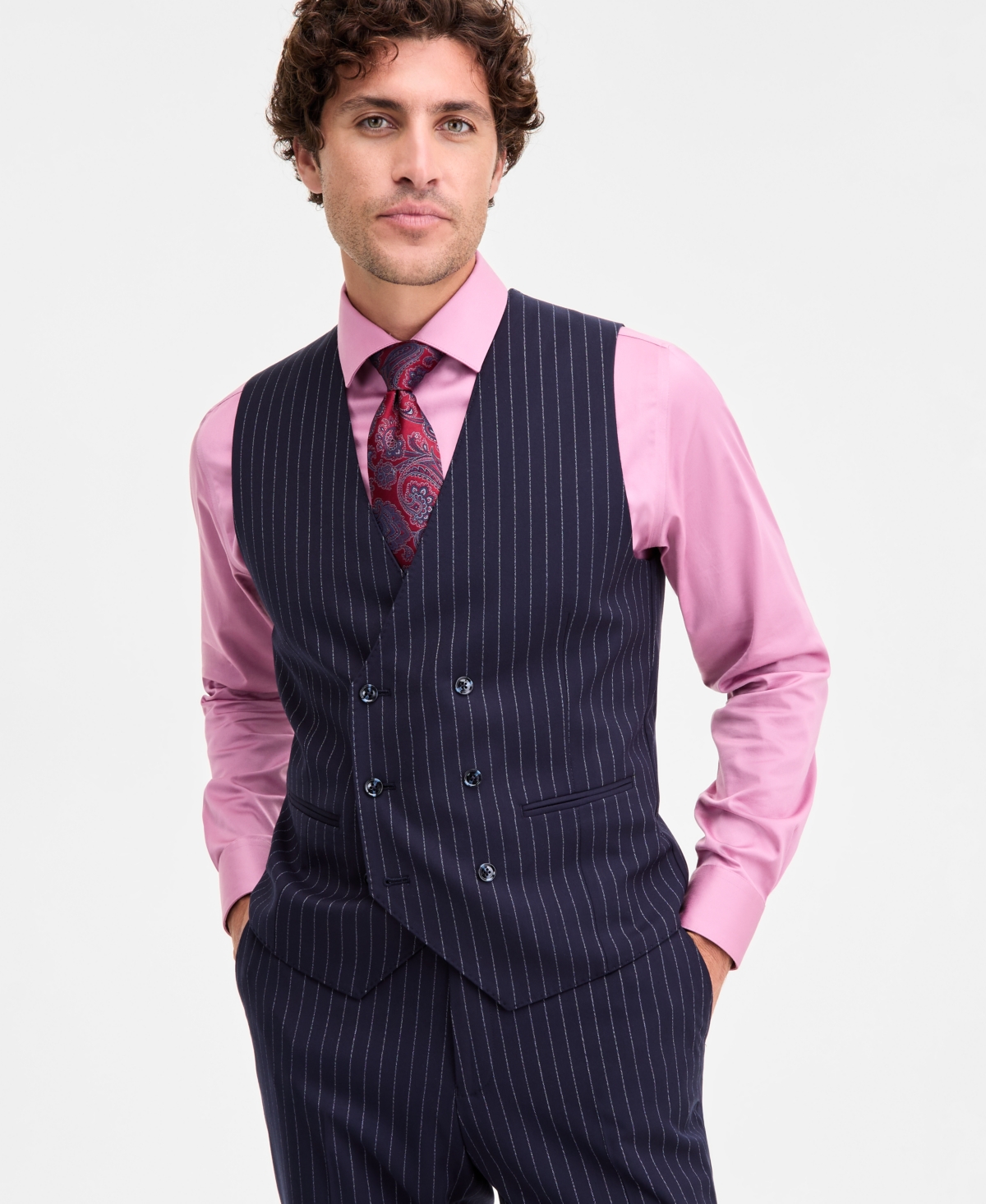 Click here for Tayion Collection Mens Classic-Fit Pinstripe Doubl... prices