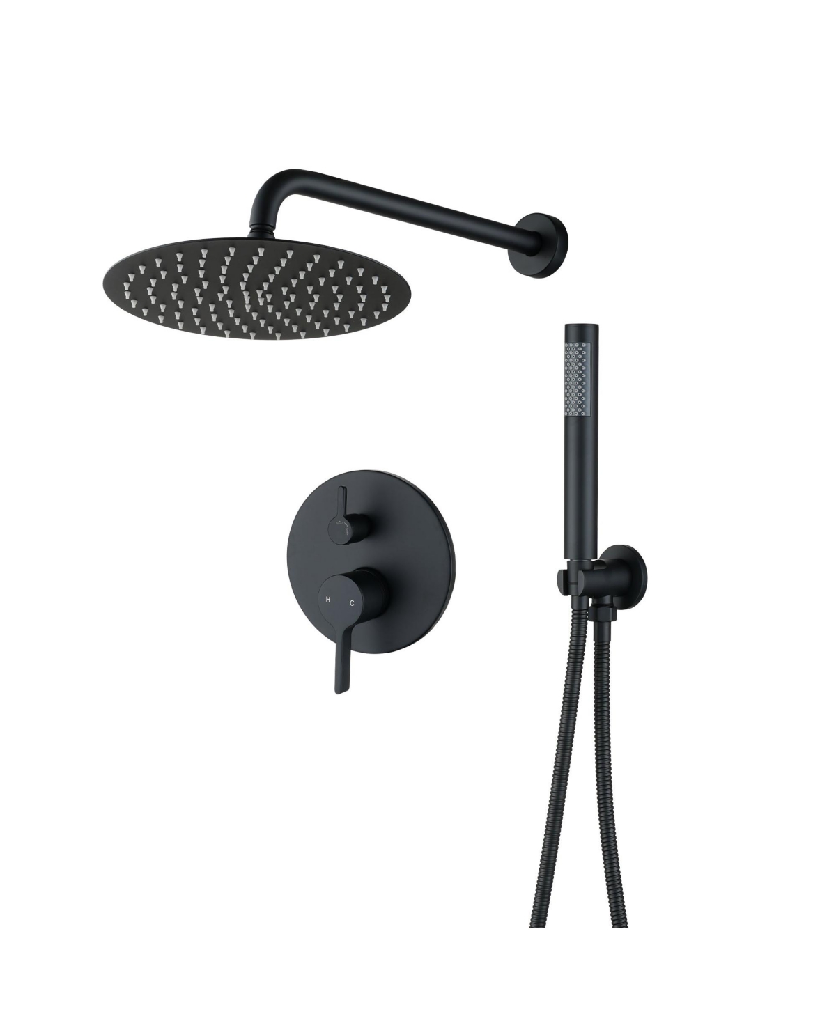 Click here for Matte Black 10 Inch Round Bathroom Shower Combo Se... prices