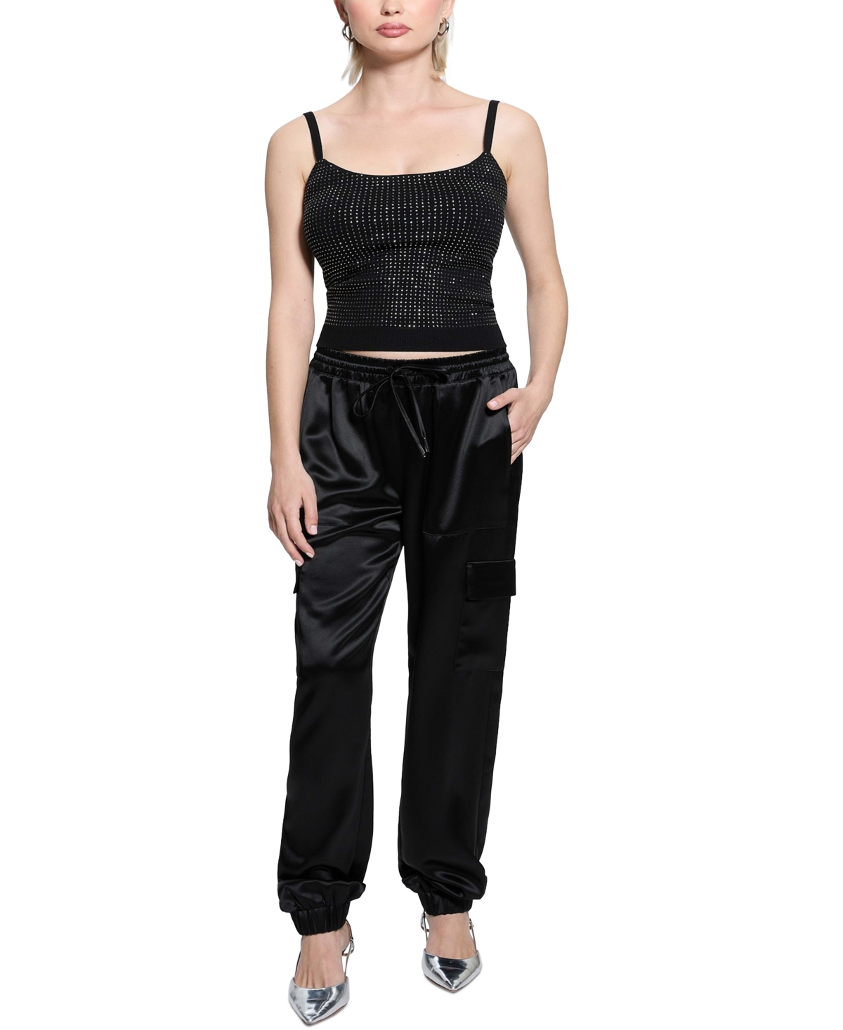 Click here for Guess Womens Khloe Rhinestone Sweater Tank Top - J... prices