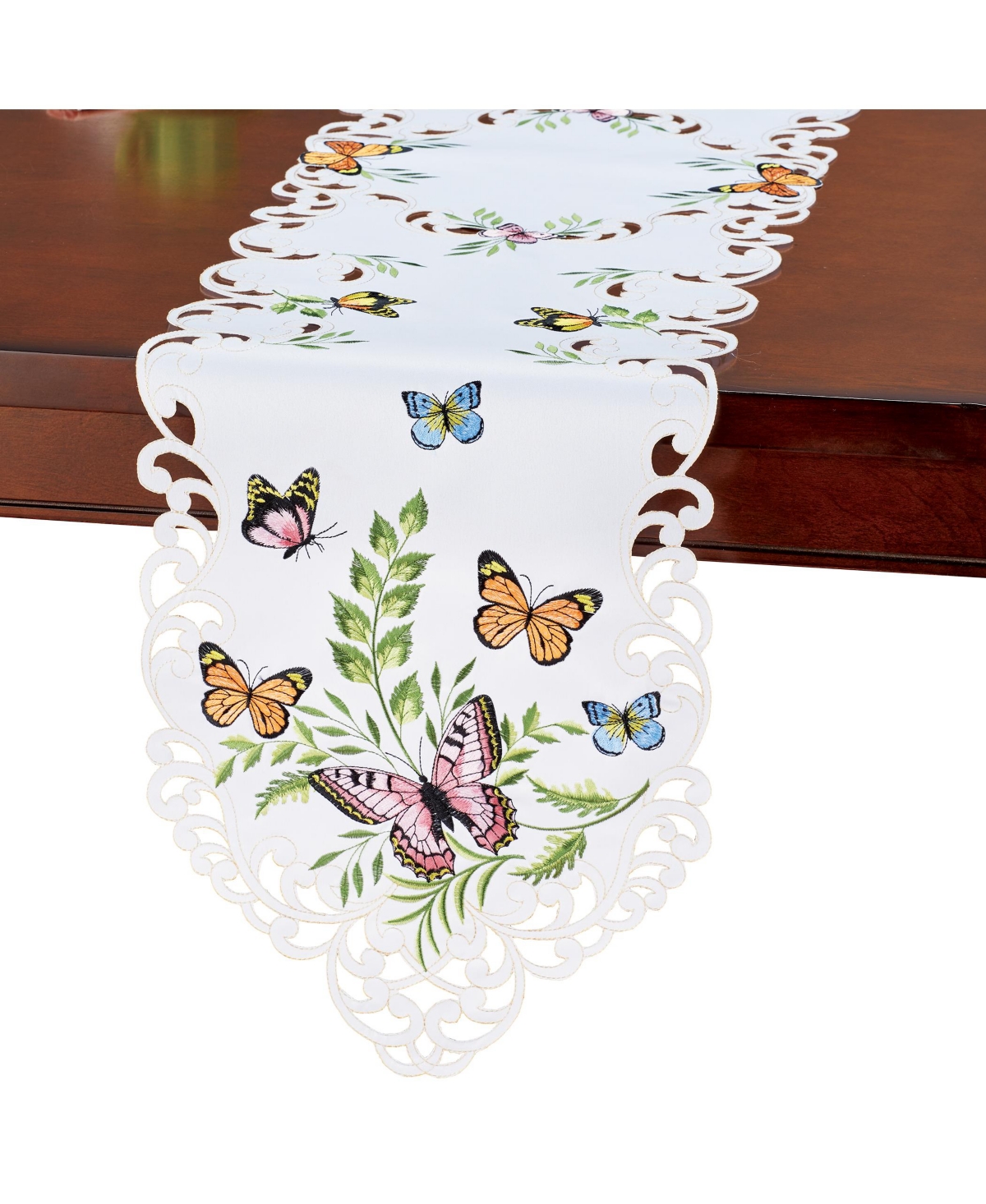 Click here for Butterfly Meadow Cut-Out Design Table Linens Runne... prices