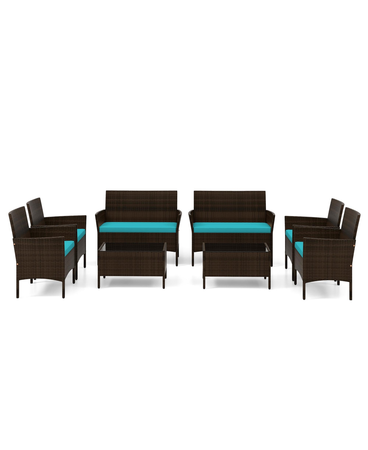 Click here for Gymax 8 Pcs Rattan Patio Conversation Set Wicker O... prices