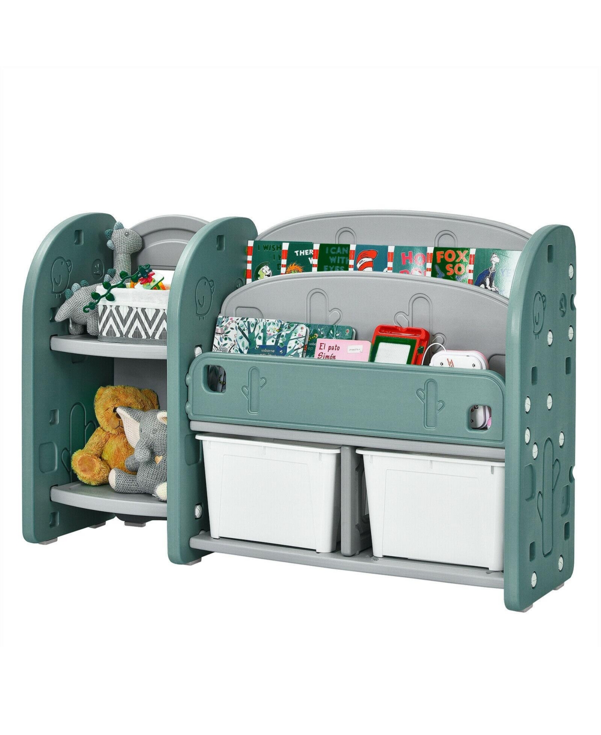 Click here for Kids Toy Storage Organizer with 2-Tier Bookshelf a... prices