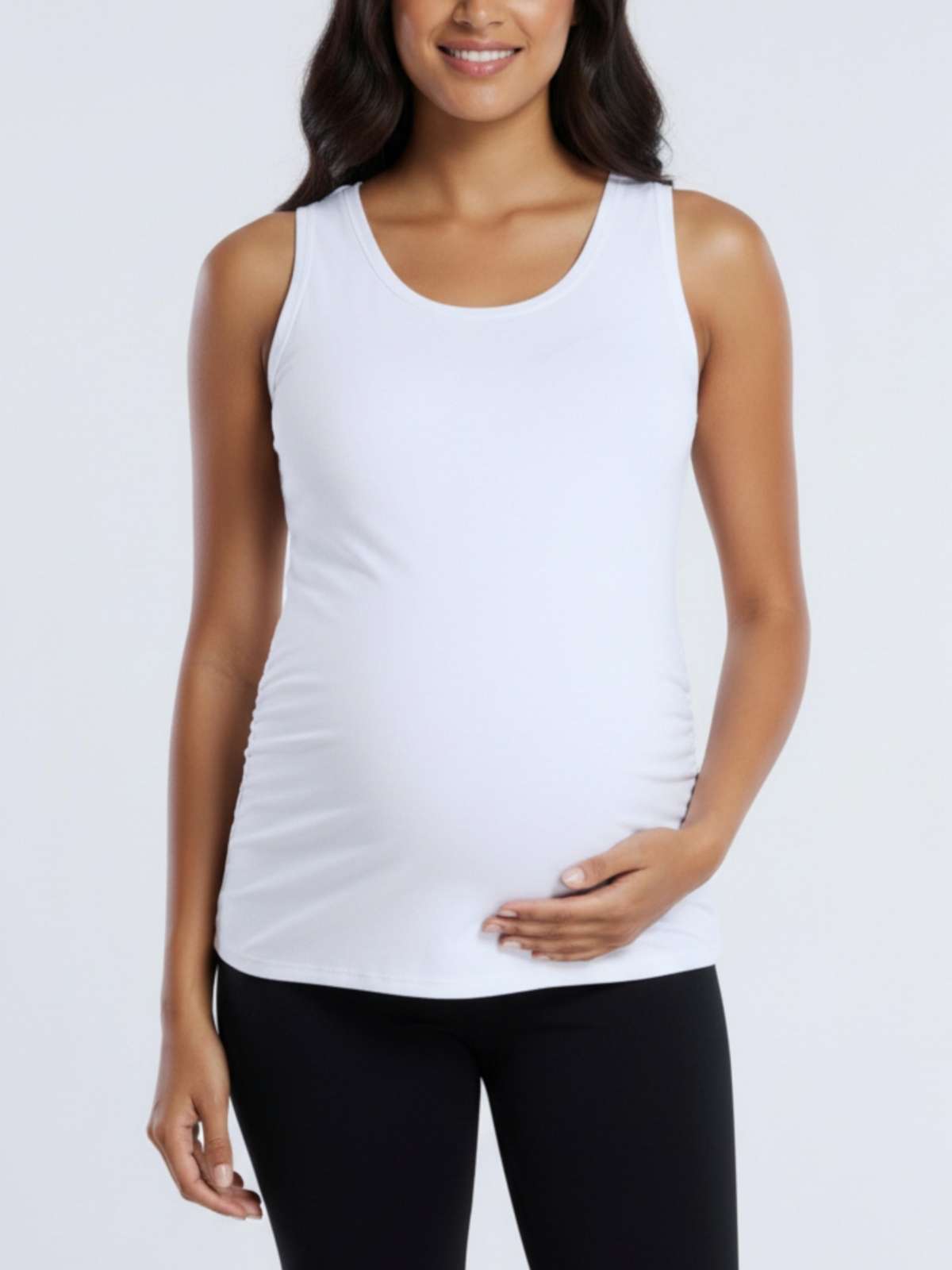 Click here for Motherhood Maternity Womens Scoop Neck Side-Ruched... prices