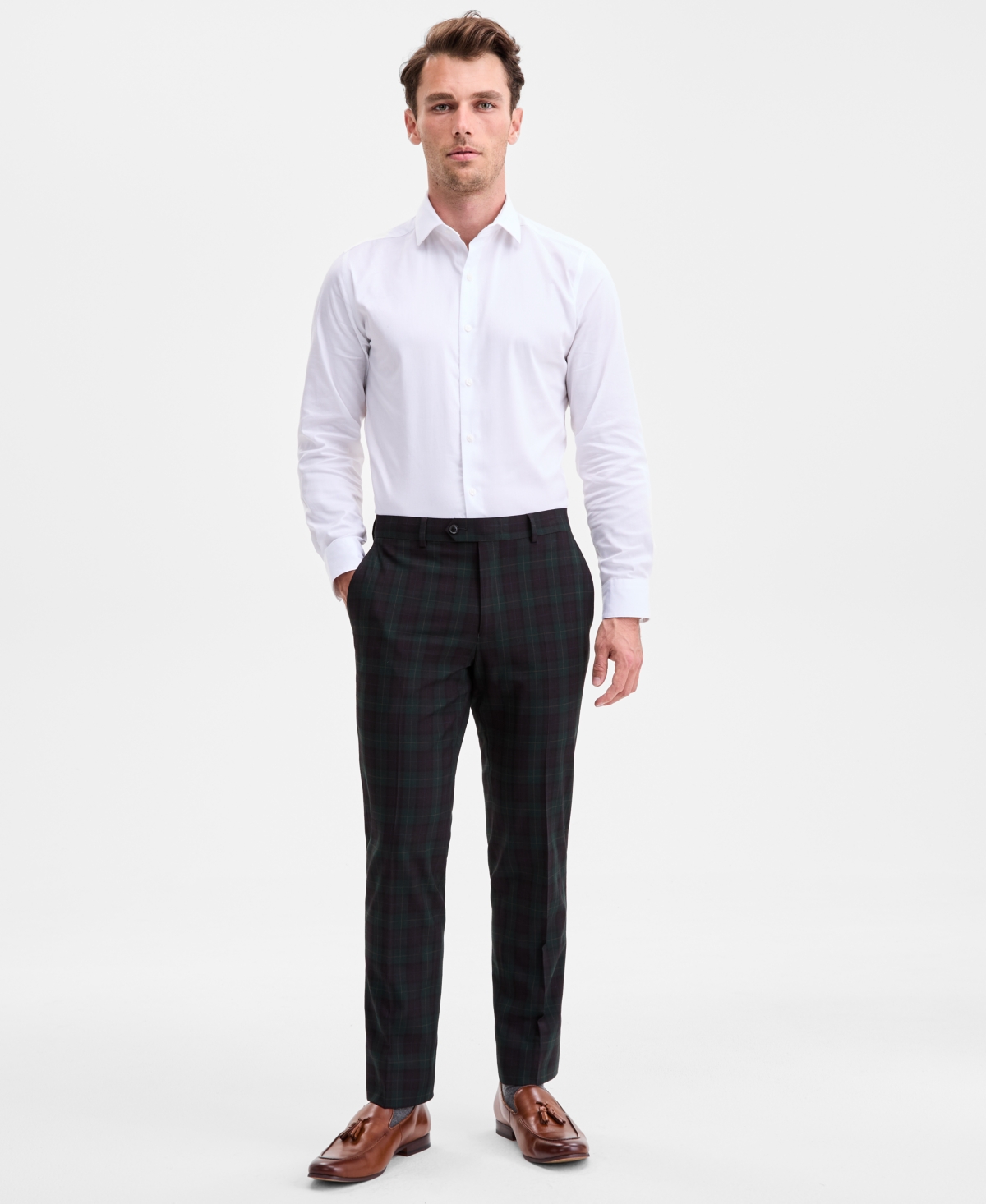 Click here for Bar Iii Mens Slim-Fit Green & Burgundy Plaid Suit... prices