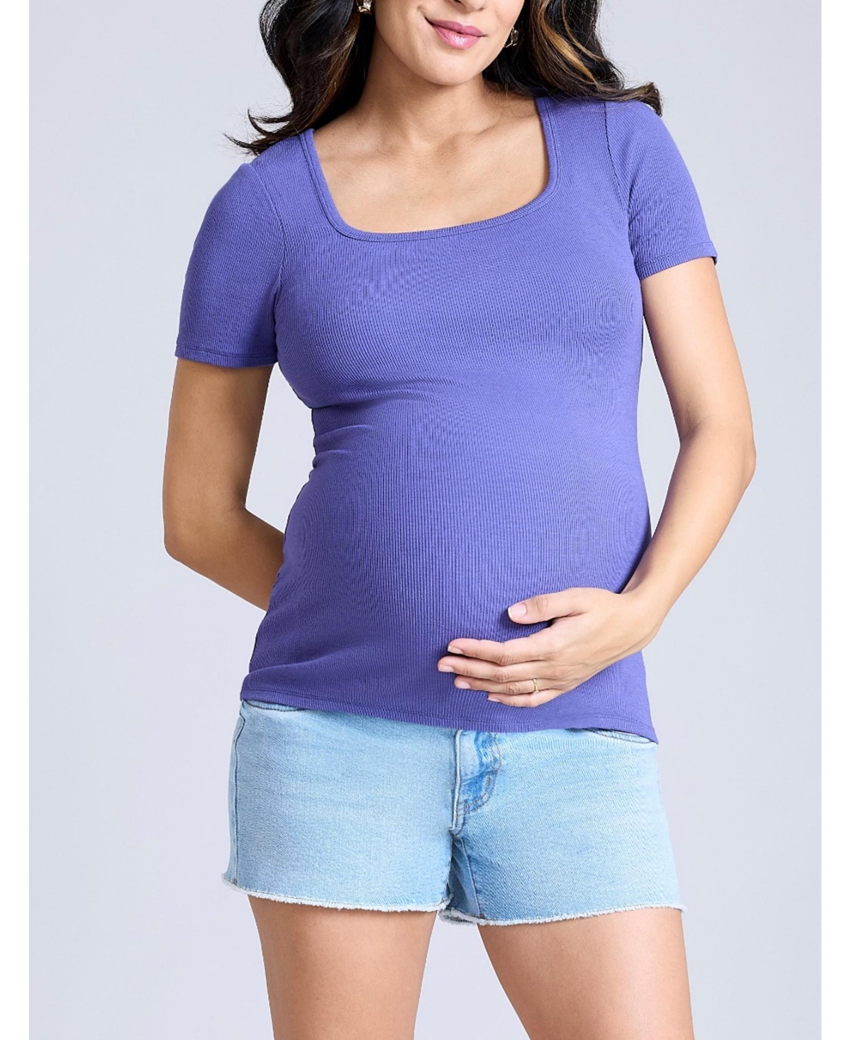 Click here for Motherhood Maternity Maternity Square Neck Rib Kni... prices