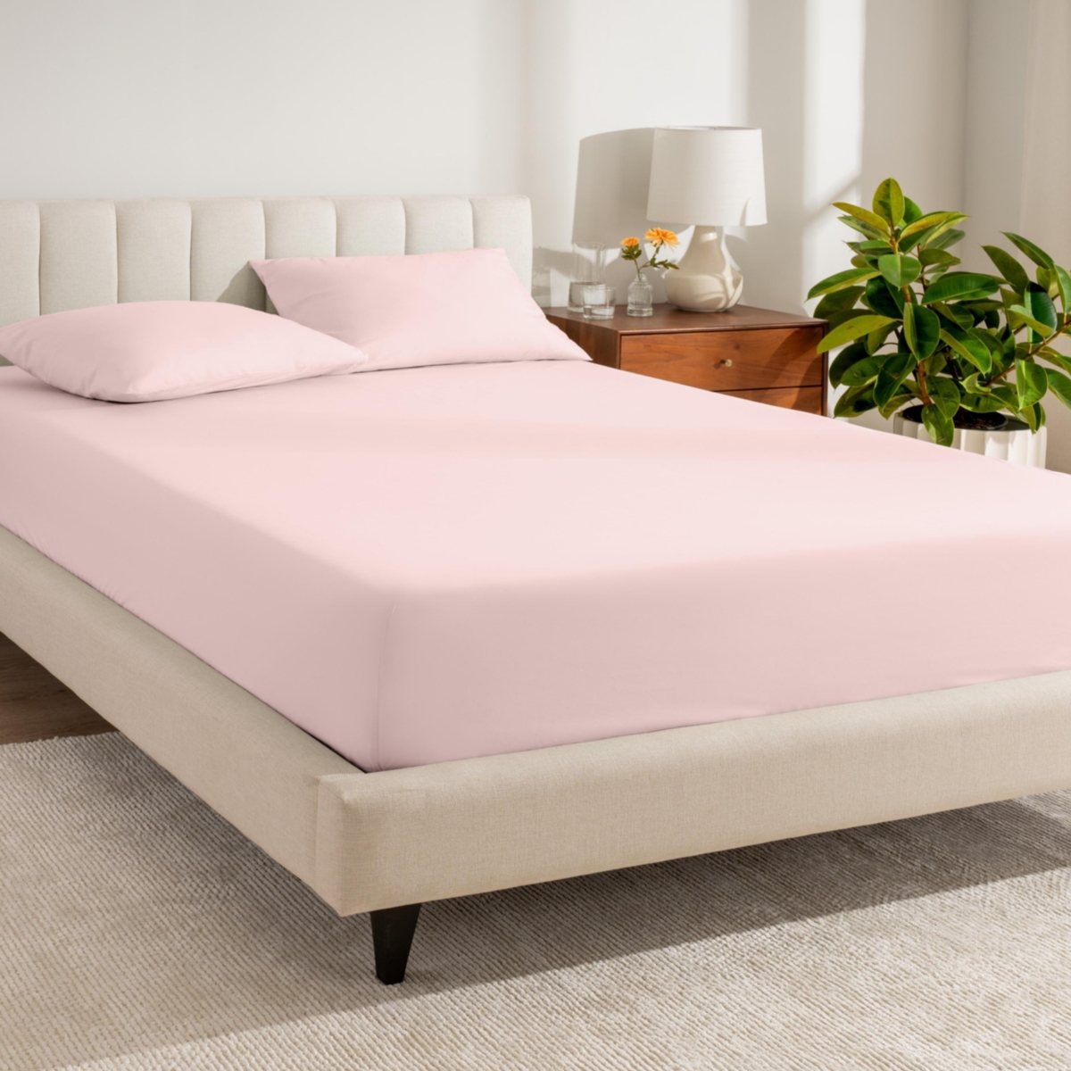 Click here for Bare Home Percale Fitted Sheet - Dusty pink prices