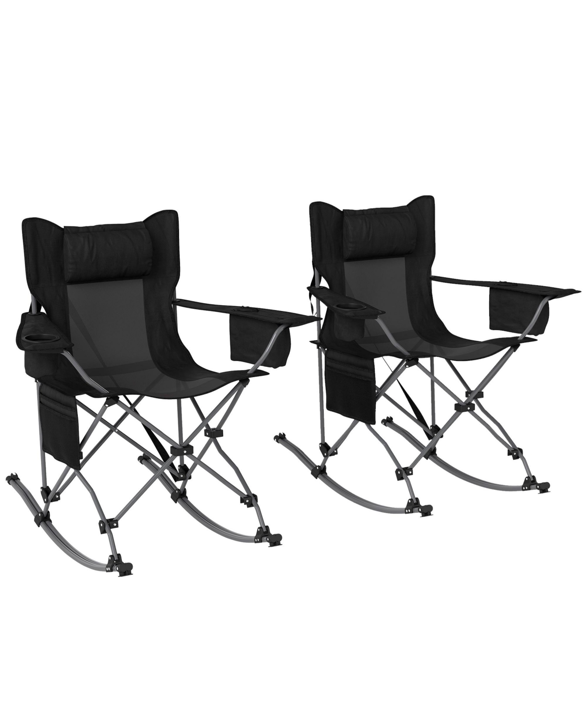 Outsunny Camp Chairs for Adults  2 Pack Outdoor Folding Chairs  - Black