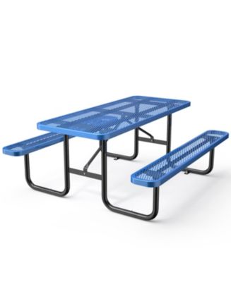 72" Expanded Metal Rectangular Picnic Table, Blue - Macy's