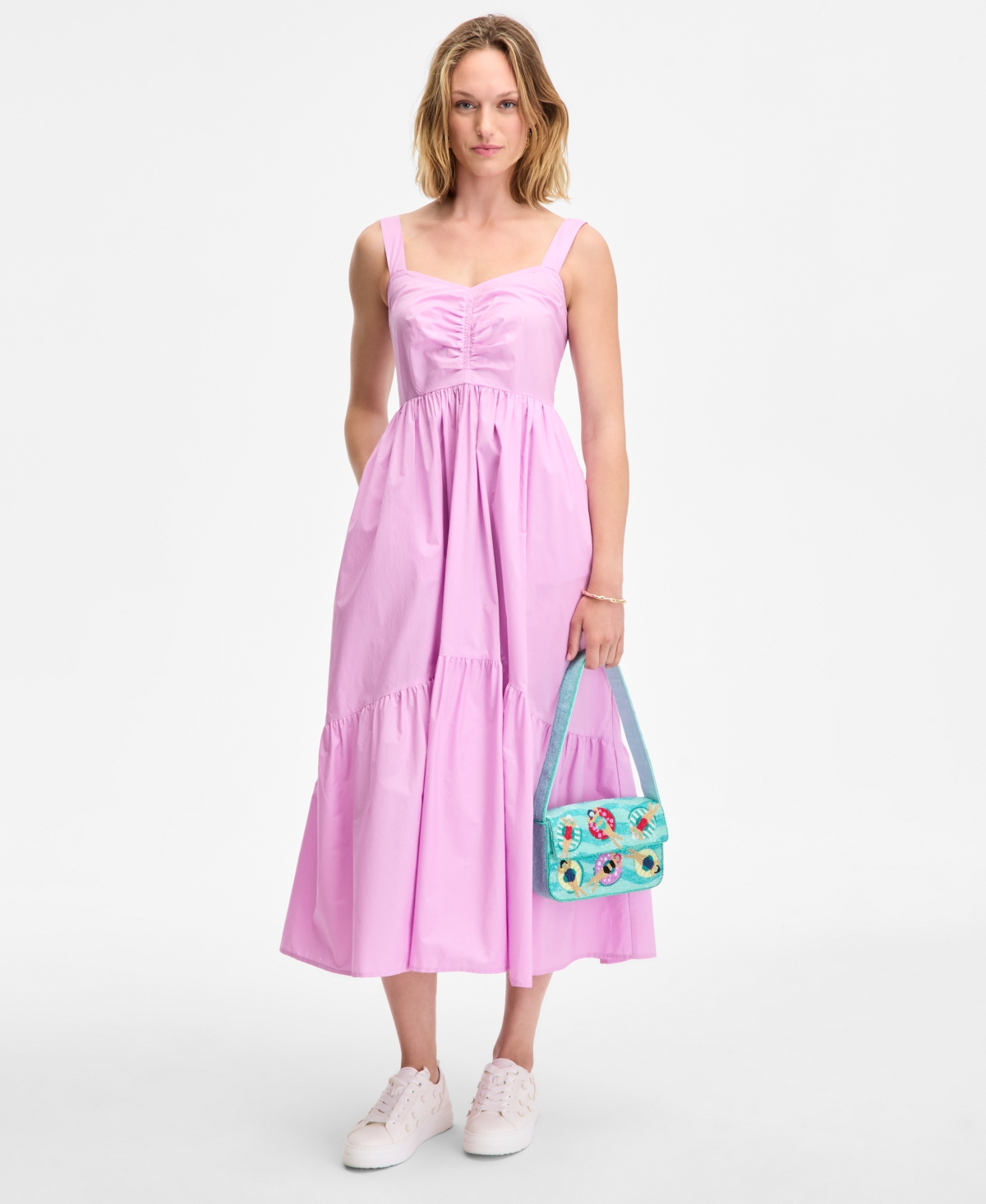 Click here for On 34th Womens Cotton Poplin Shirred Midi Dress  E... prices