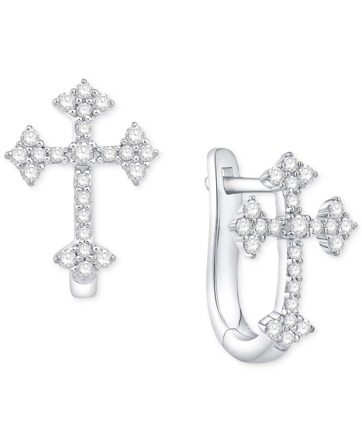 Click here for Diamond Cross Hoop Earrings (1/4 ct. t.w.) in 14k... prices
