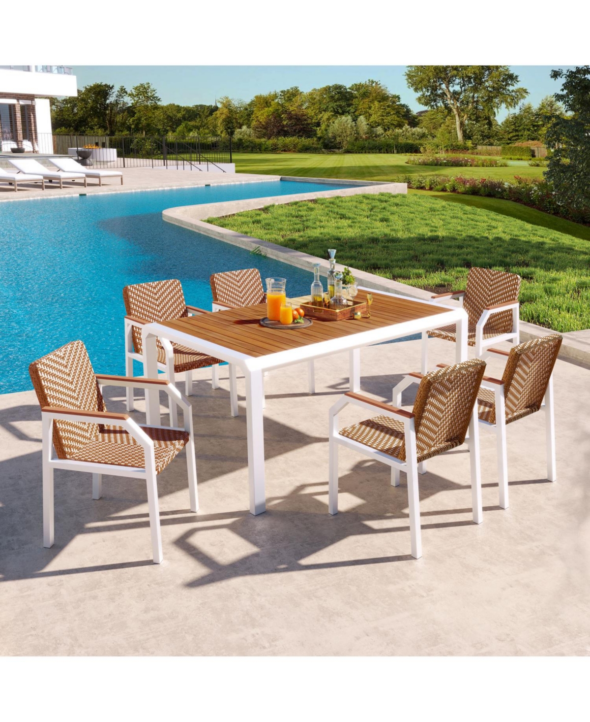 Click here for 7pc Patio Dining Set  Wicker chairs  acacia tablet... prices