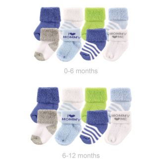 Luvable Friends Baby Boys Grow with Me Cotton Terry Socks, Blue Mom, 0 ...