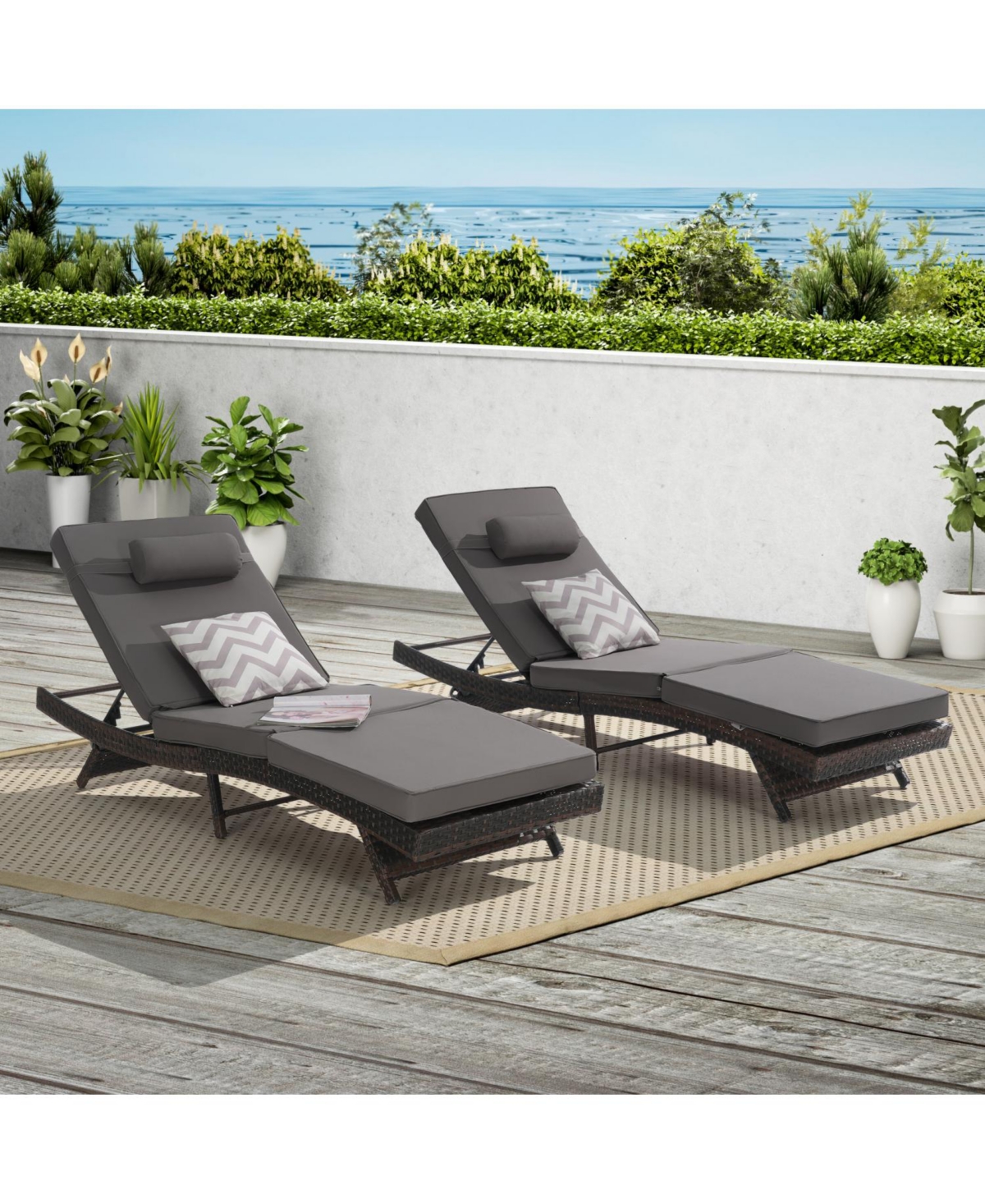 Click here for Streamdale Outdoor Wicker Reclining Lounge Chairs... prices