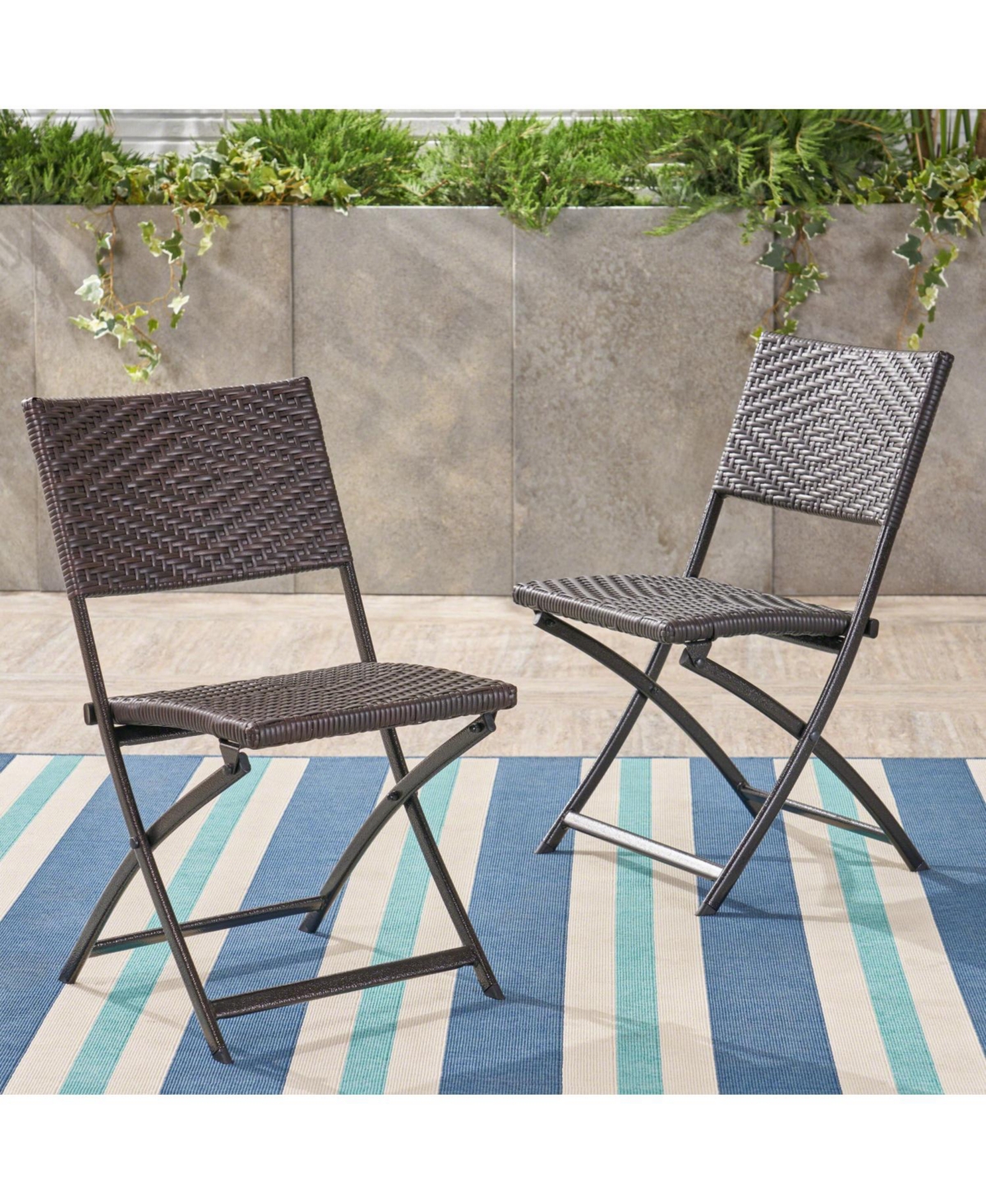 Click here for Streamdale Folding Wicker Patio Dining Chair - Bro... prices