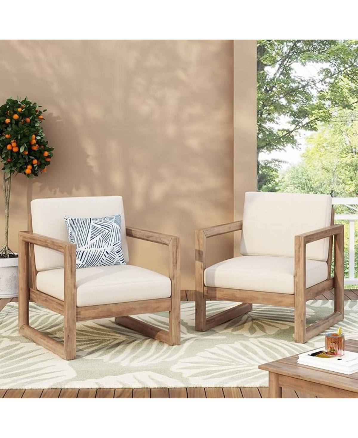 Click here for Outdoor Acacia Club Chairs (Set of 2)  Brown Wash... prices