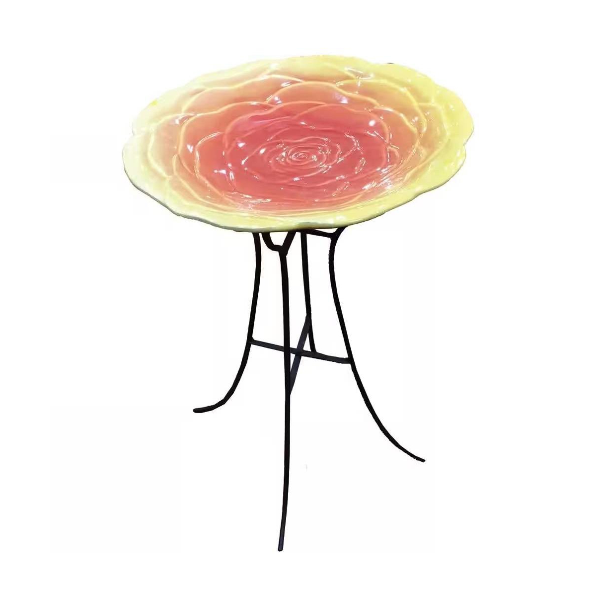 Click here for Outdoor Ceramic Floral Birdbath with Metal Stand f... prices