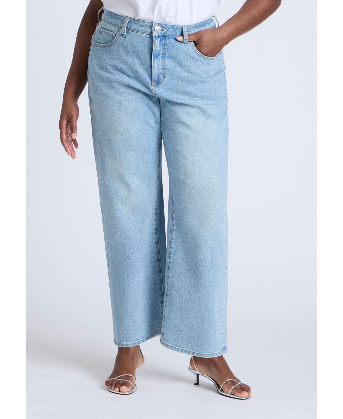Click here for Eloquii Womens The Sparkle Naomi Straight Leg Jean... prices