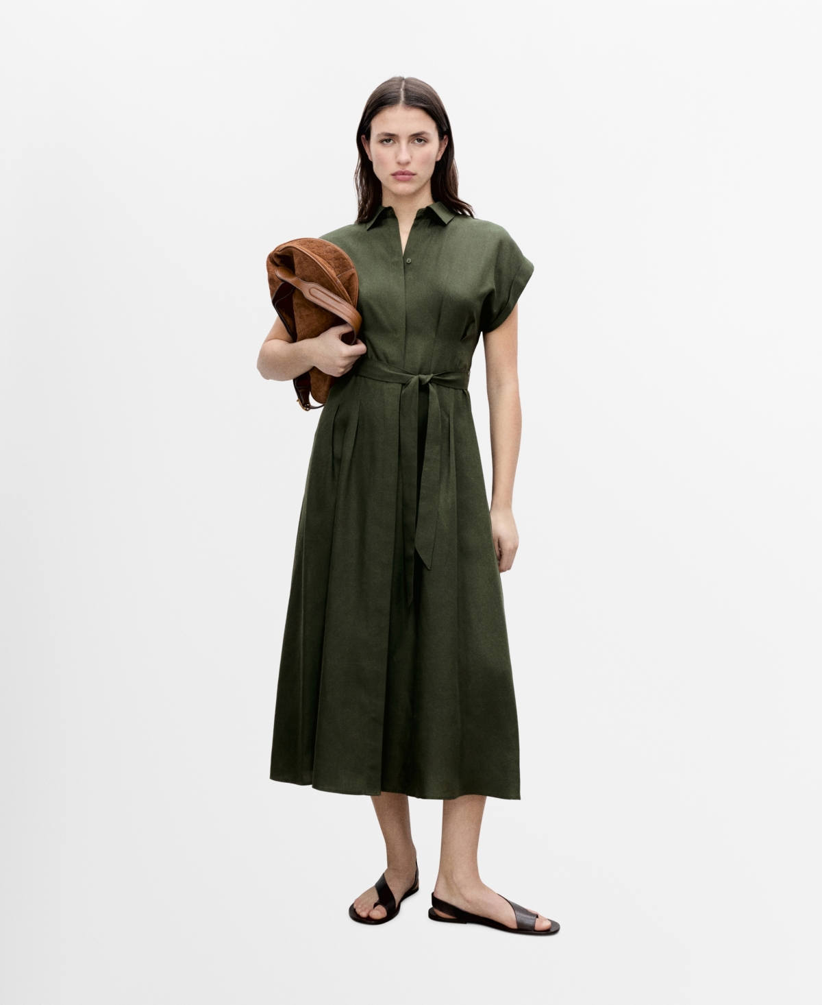 Click here for Mango Womens Linen and Lyocell-Blend Shirt Dress -... prices