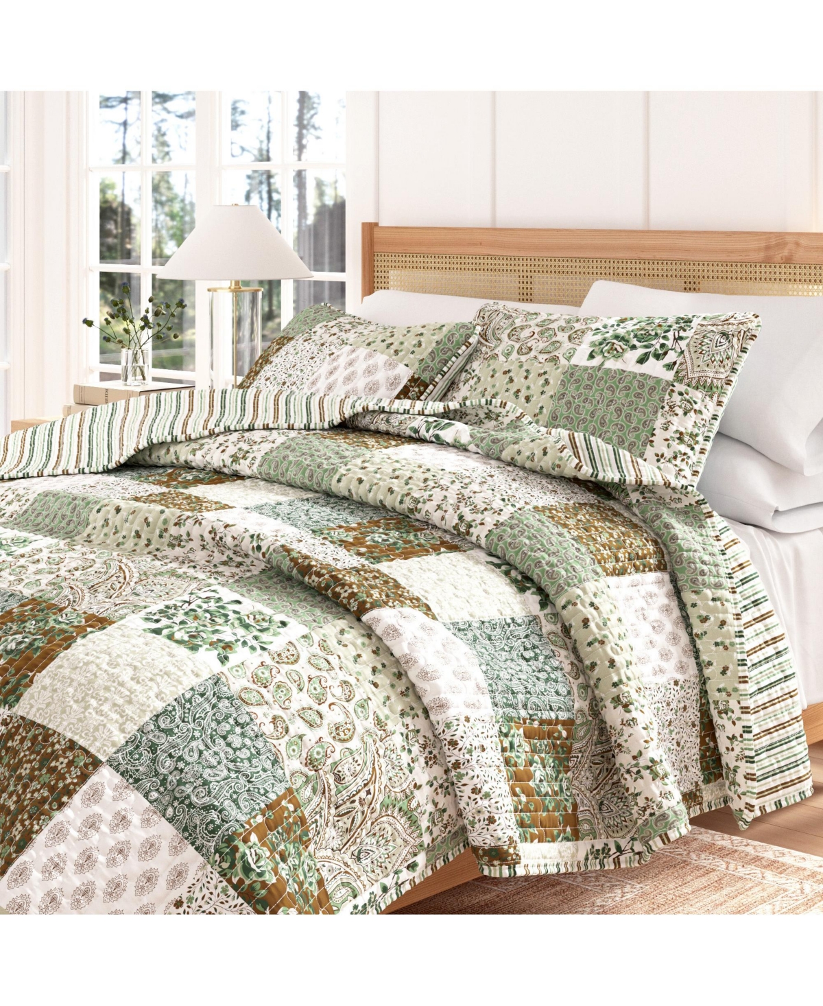 Click here for Linery & Co. All Season Floral Stitched Quilt Set... prices