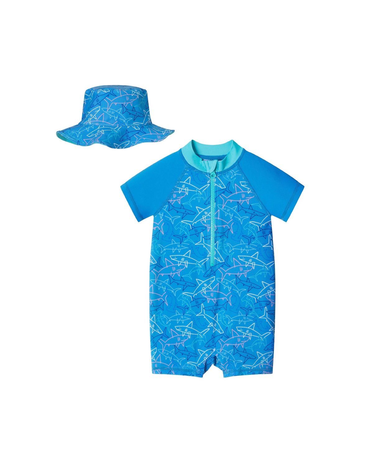 Click here for Andy & Evan Baby Boys Blue Swim Romper w/Hat - Blu... prices