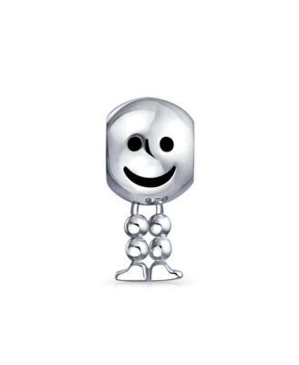 Bling Jewelry Emoticon Happy Smiley Face Dangle Feet Charm Bead .925 ...