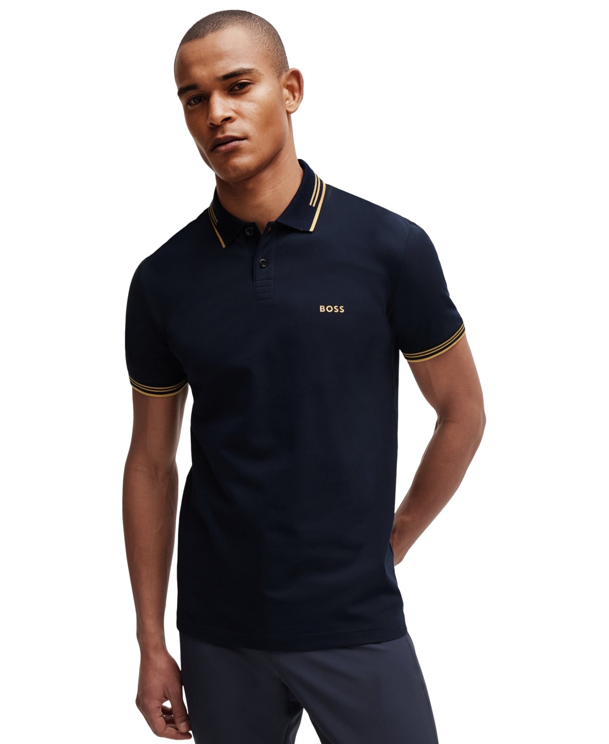 Click here for Boss by Hugo Boss Mens Stretch-Cotton Slim-Fit Pol... prices
