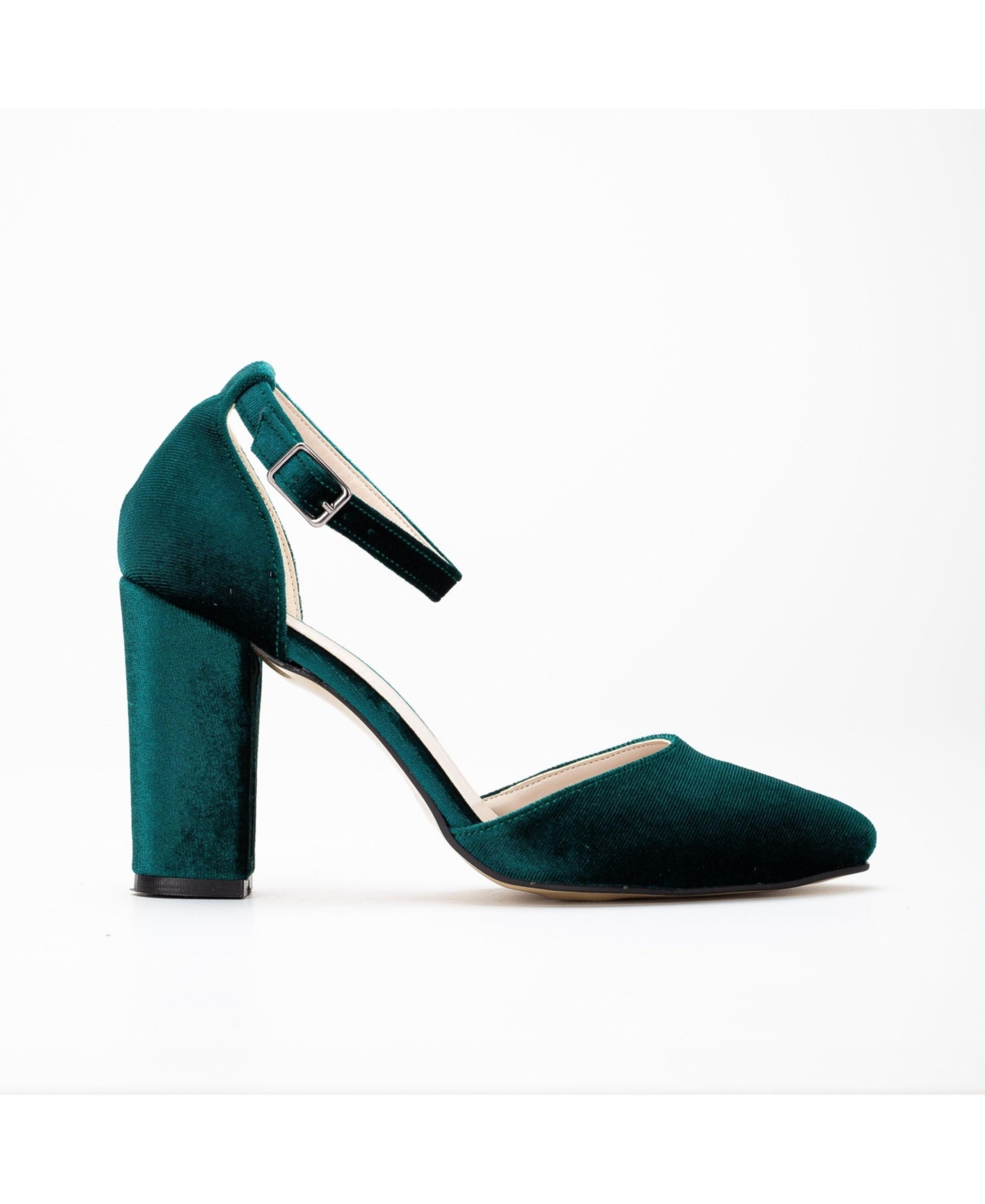 Click here for Gisele High Block Heel Pumps - Emerald green velve... prices