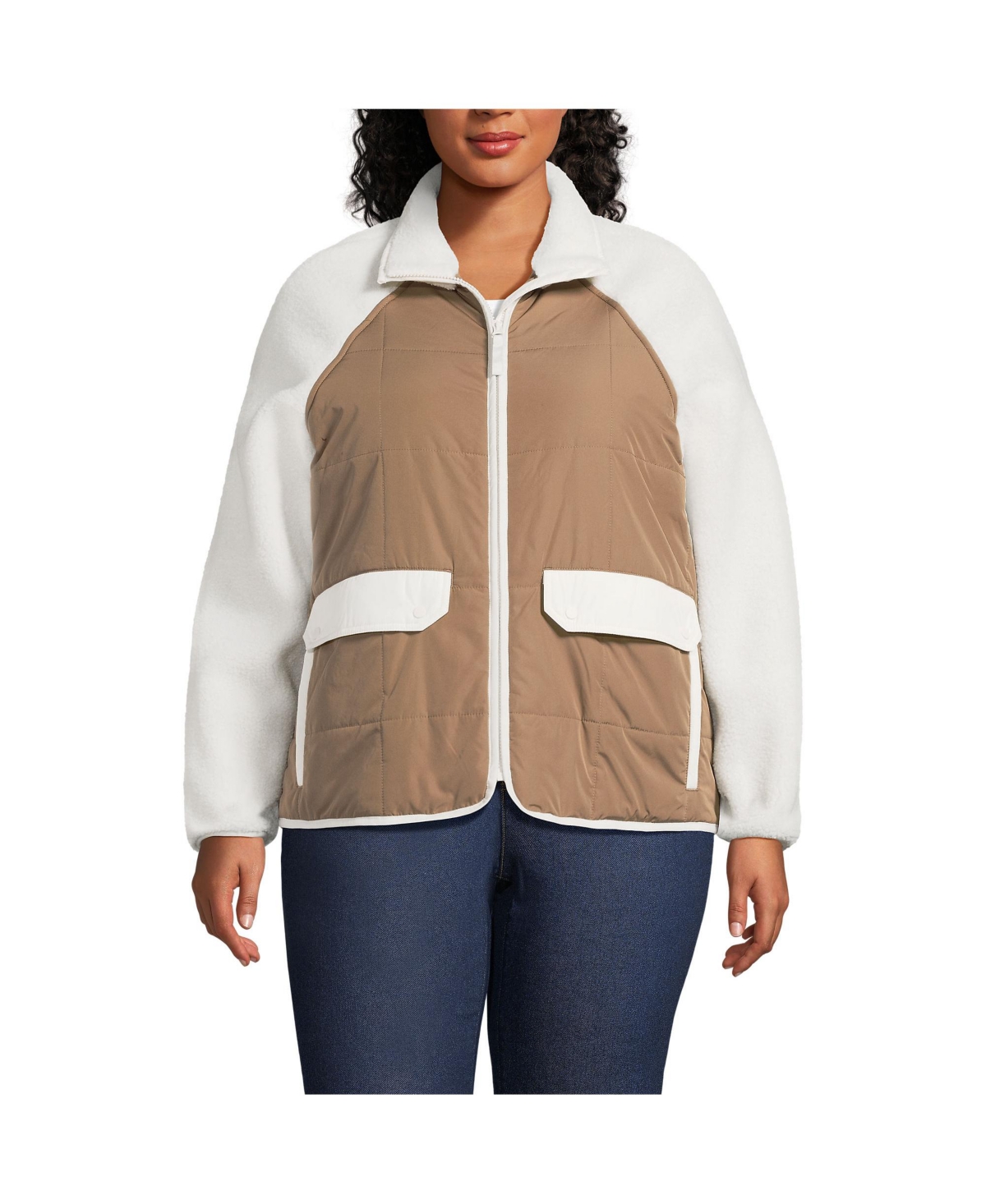 Click here for Lands End Plus Size Mixed Media High Pile Fleece J... prices
