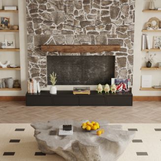 TV stand with 4 drawers, Retractable black entertainment center, non ...