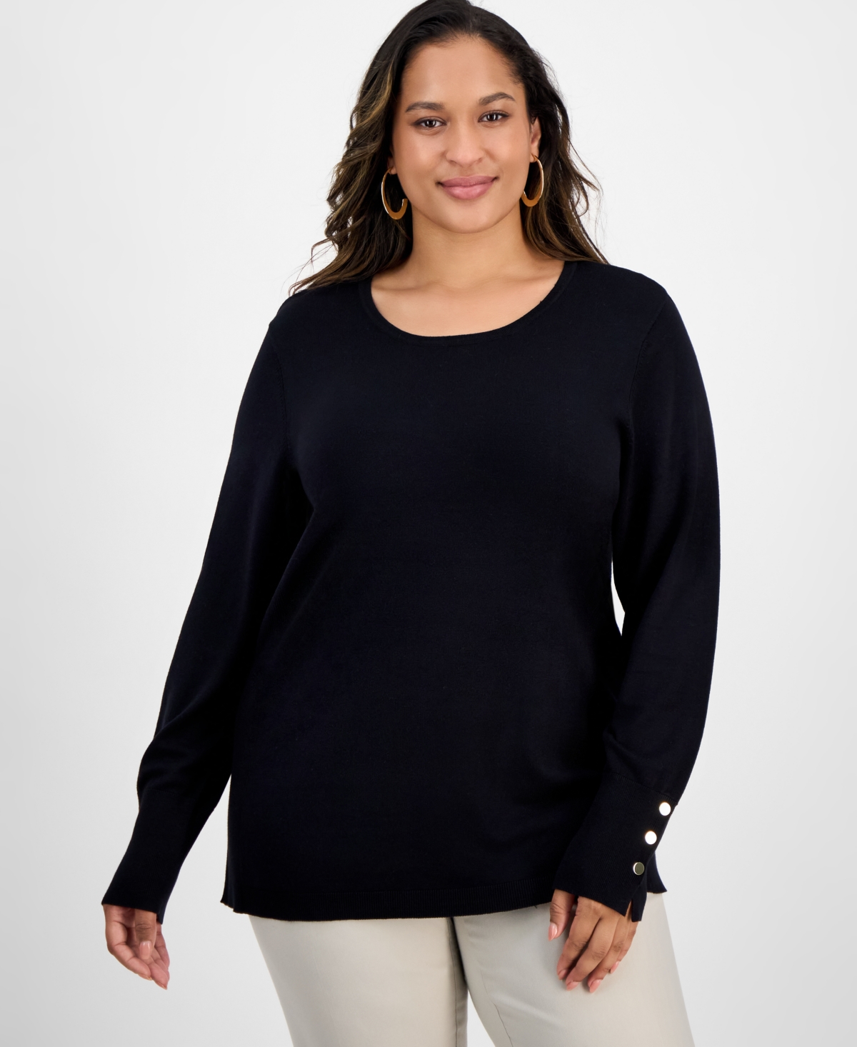 Click here for Jm Collection Plus Size Crewneck Long-Sleeve Sweat... prices