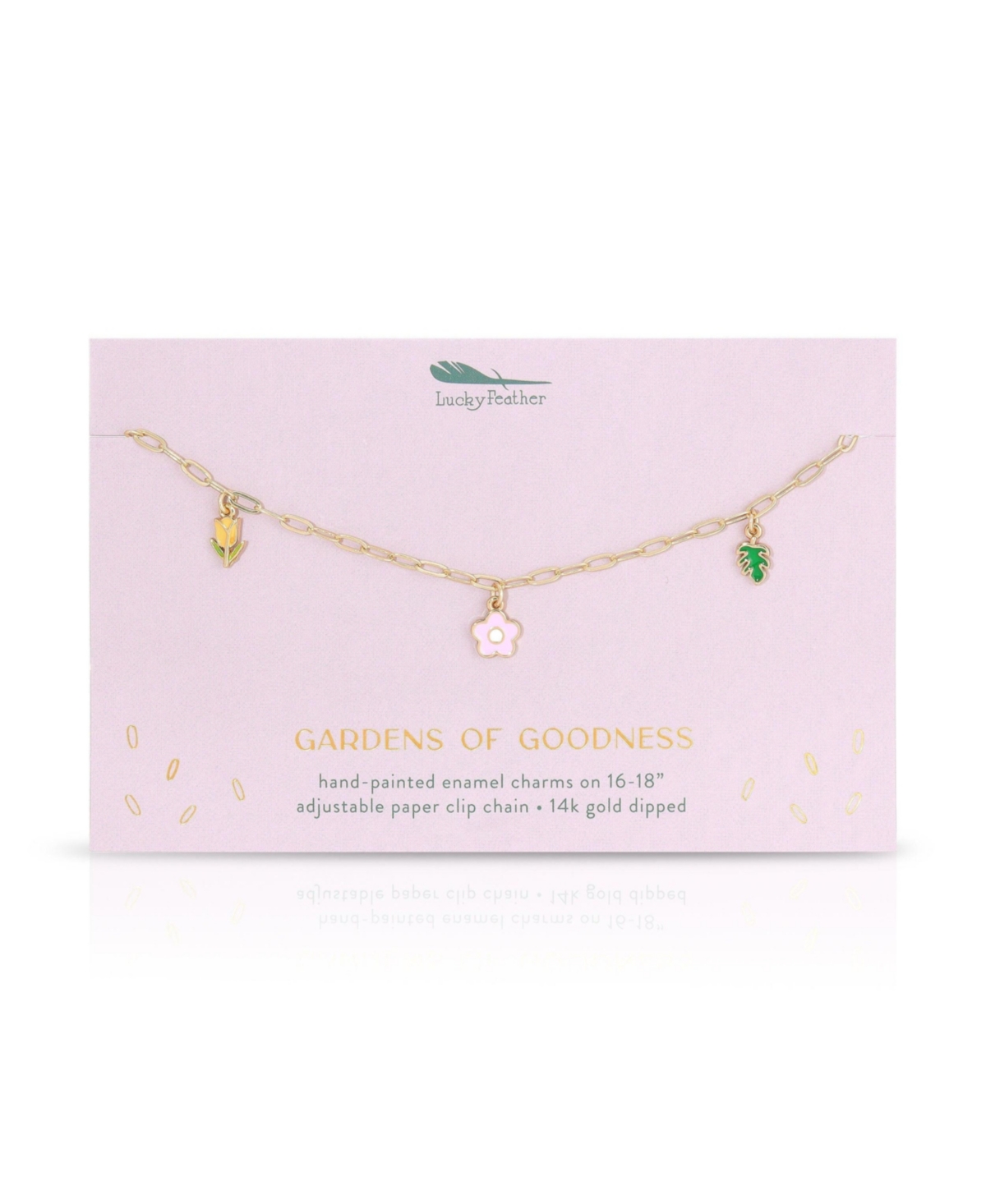 Click here for Lucky Feather Enamel Treasure Necklace - Garden prices