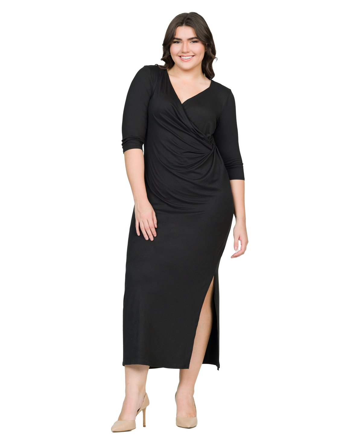 Click here for 24seven Comfort Apparel Fitted V-Neck Side Slit Ma... prices